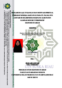 PENGARUH GAJI, TUNJANGAN DAN MOTIVASI SPIRITUAL TERHADAP KINERJA KARYAWAN PADA PT. PALMA INTI ...